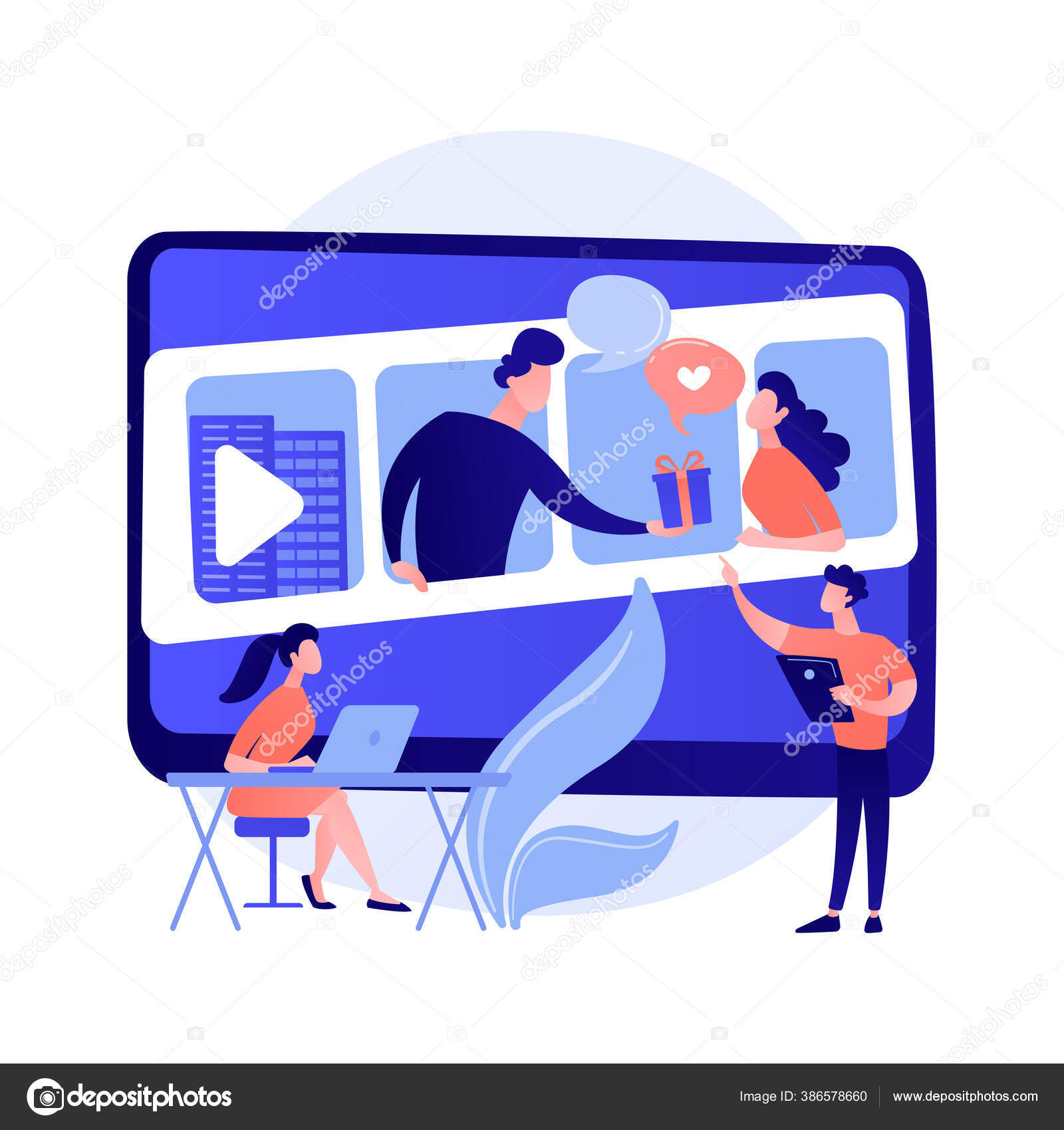 Cursos Línea Coloridos Personajes Dibujos Animados Viendo Video ...