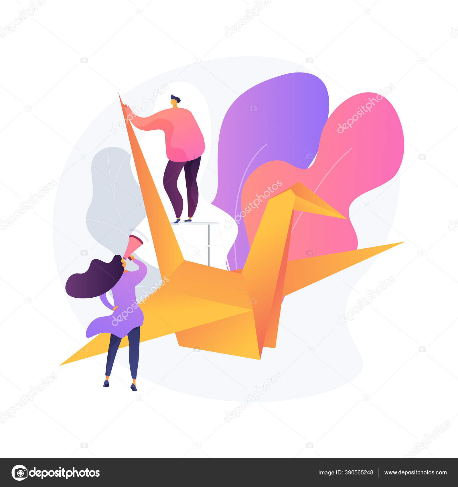 Origami Abstracto Concepto Vector Ilustración Arte Del Plegado Papel ...