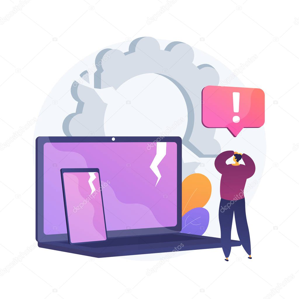 Producto defectuoso abstracto concepto vector ilustración. Defecto de ...