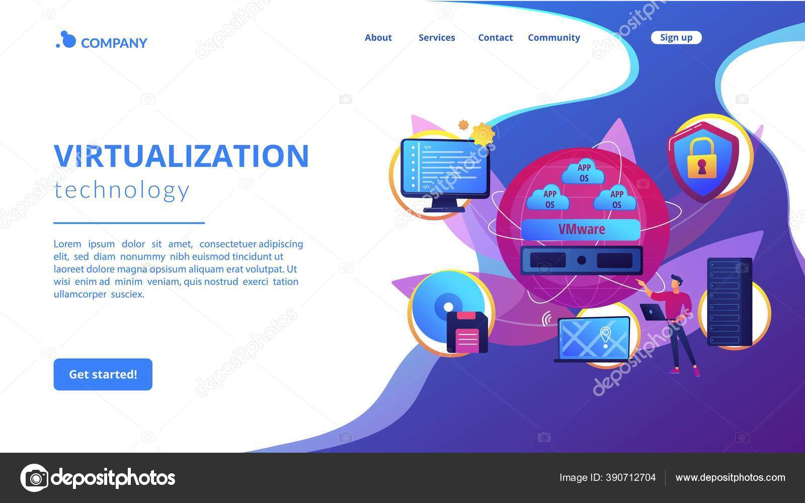Virtual Machines Operating System Data Storage Virtualization Technology Process Virtual Stock ...