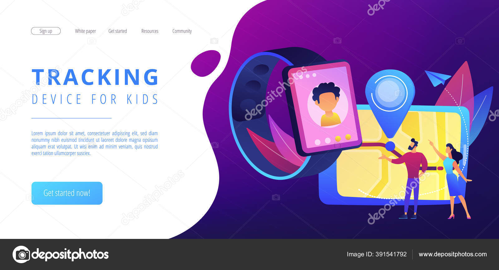 GPS kids tracker concept landing page. Stock Vector Image by ...