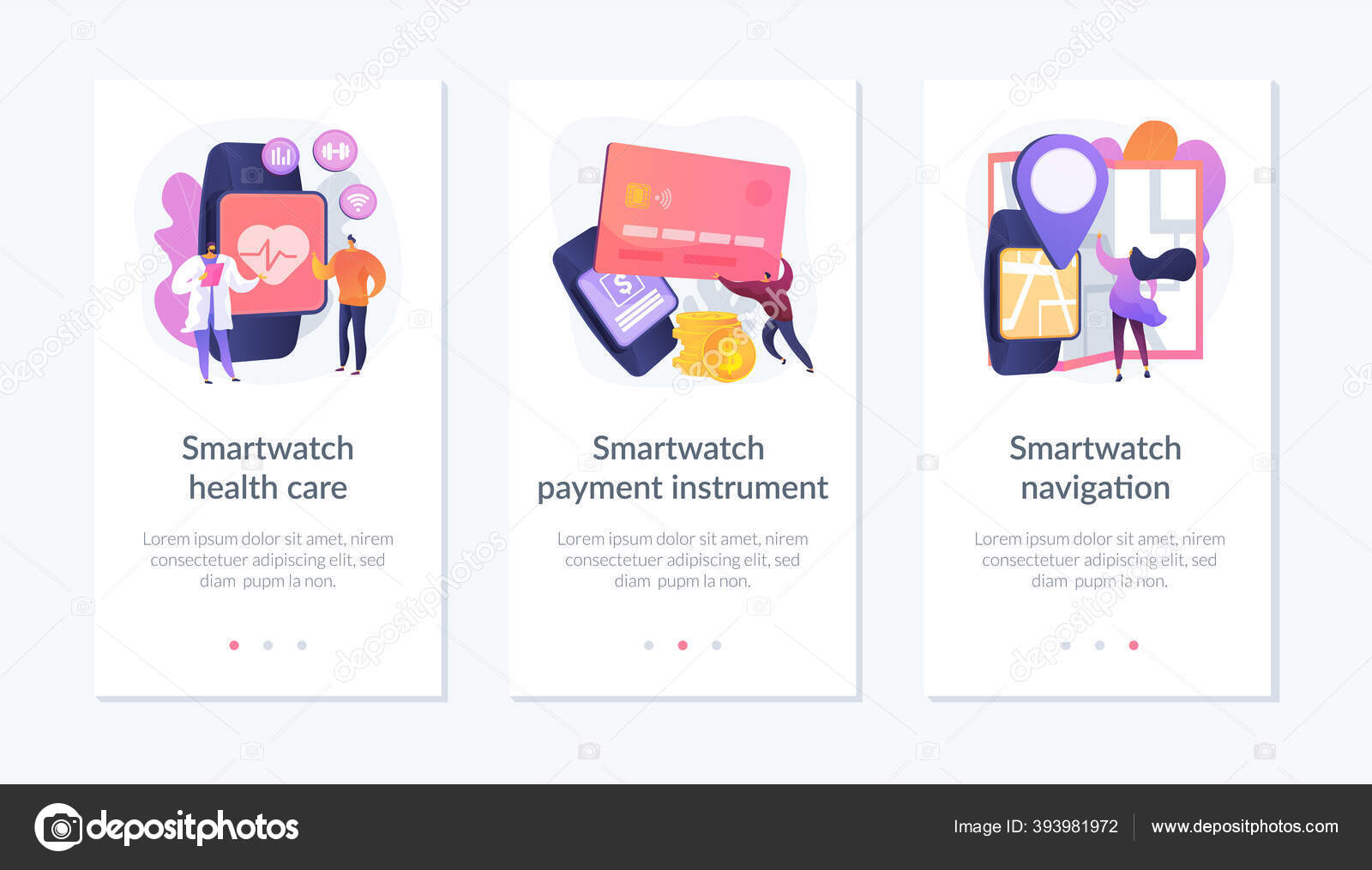 Smartwatch applications use app interface template. Stock Vector by ...