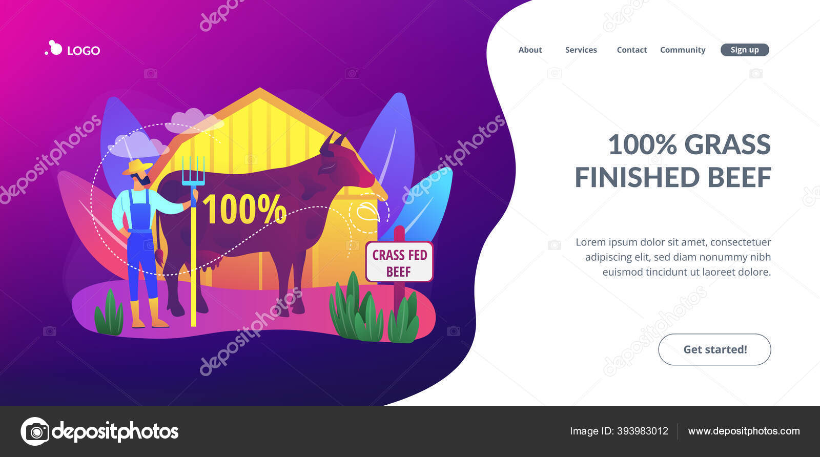 Grass fed beef concept landing page. Stock Vector by ©VisualGeneration ...
