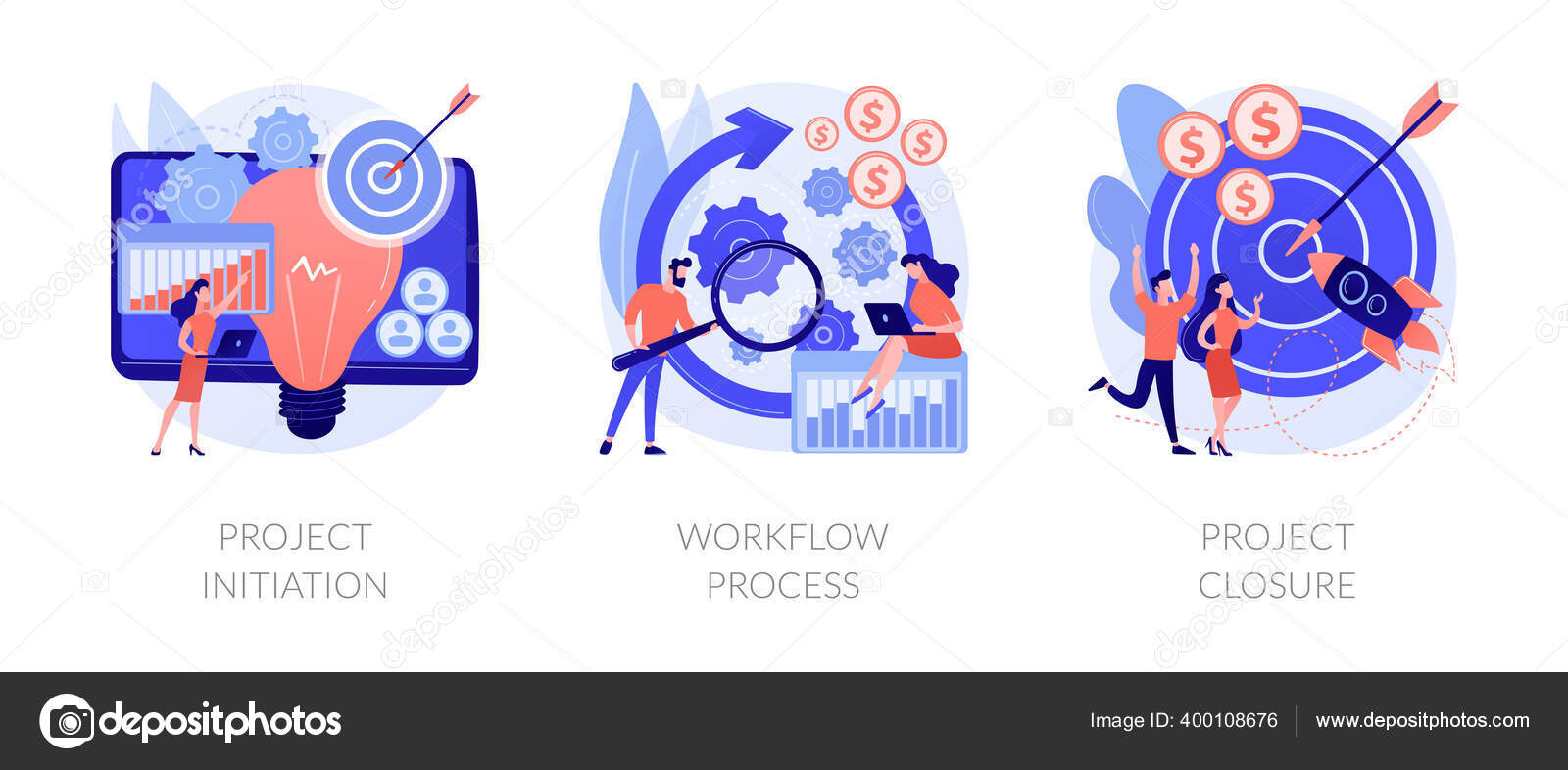 Project Implementation Abstract Concept Vector Illustration Set Project ...