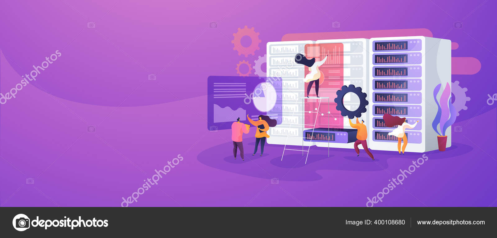 Administrators Working Server Room Service Maintenance System ...