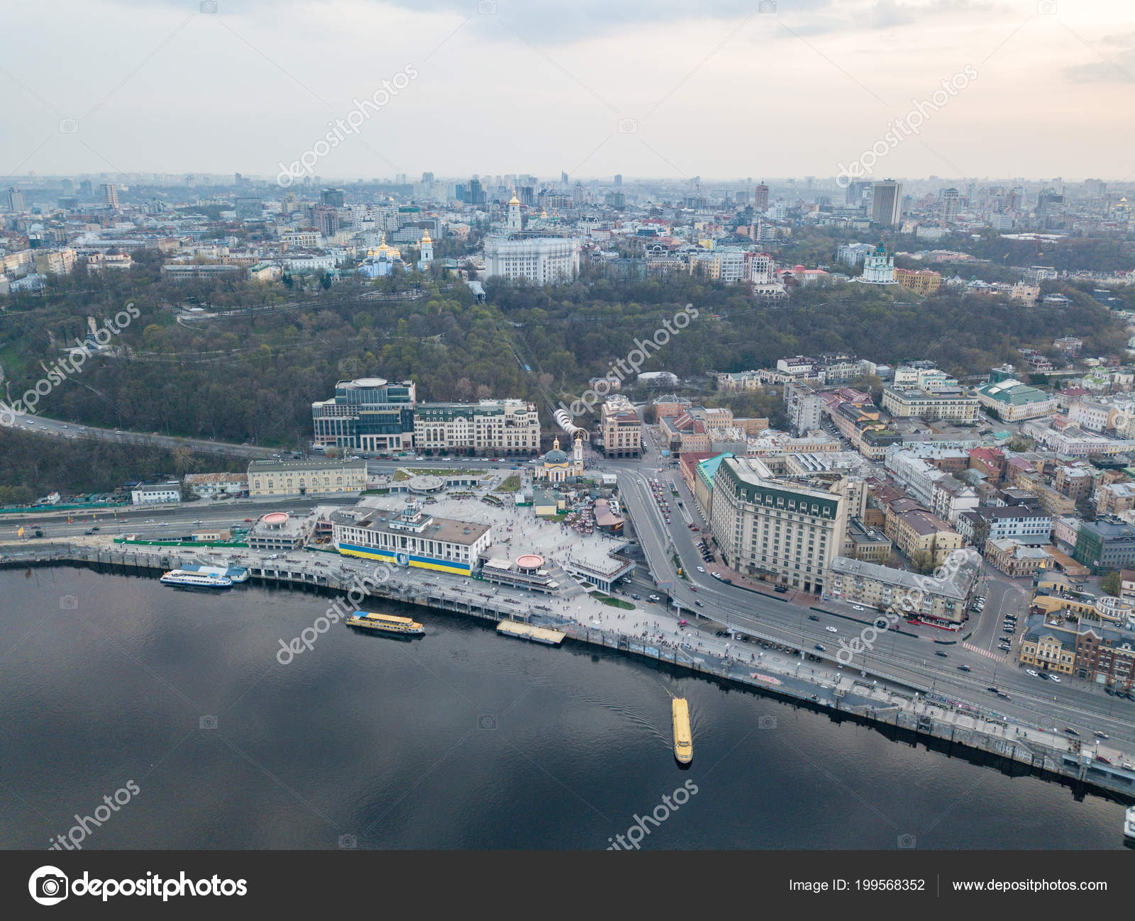 Aerial View River Port Podil Postal Square Kyiv Capital Ukraine — Stock ...