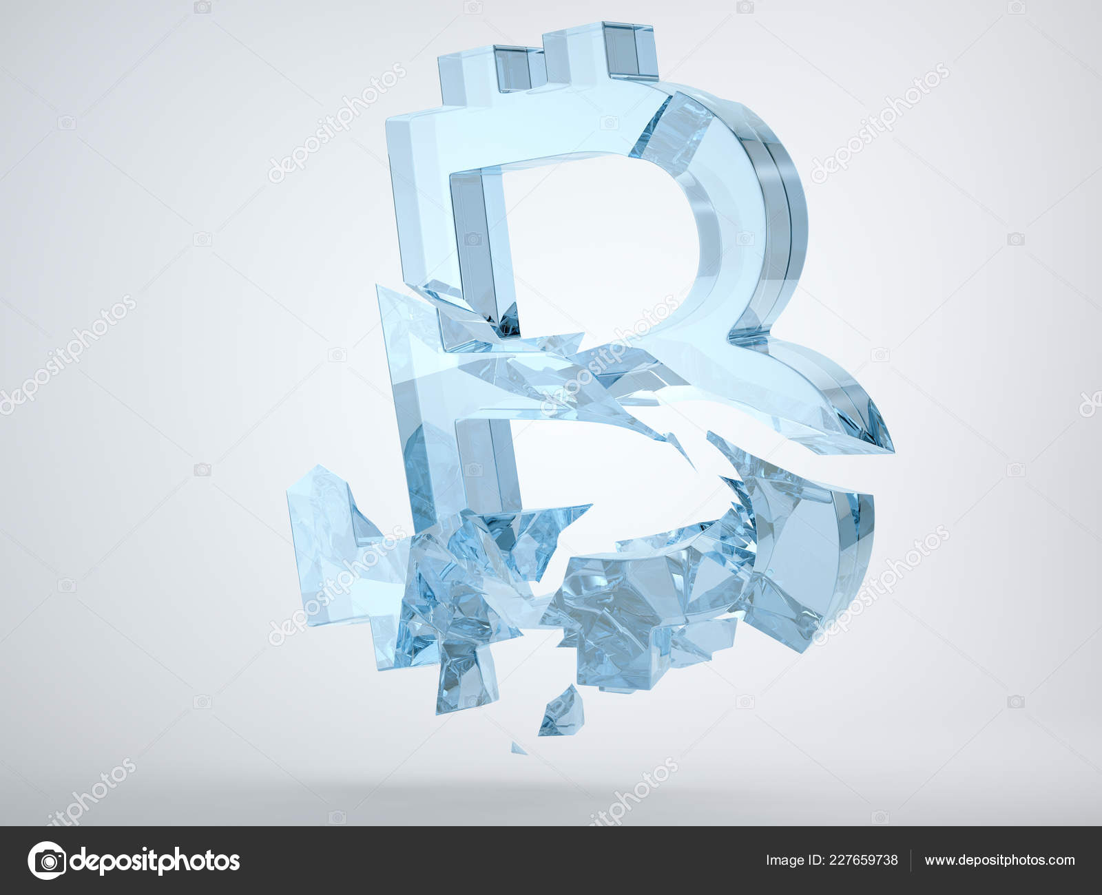 Glass Bitcoin Symbol Cracks Grey Background Render Animation — Stock ...