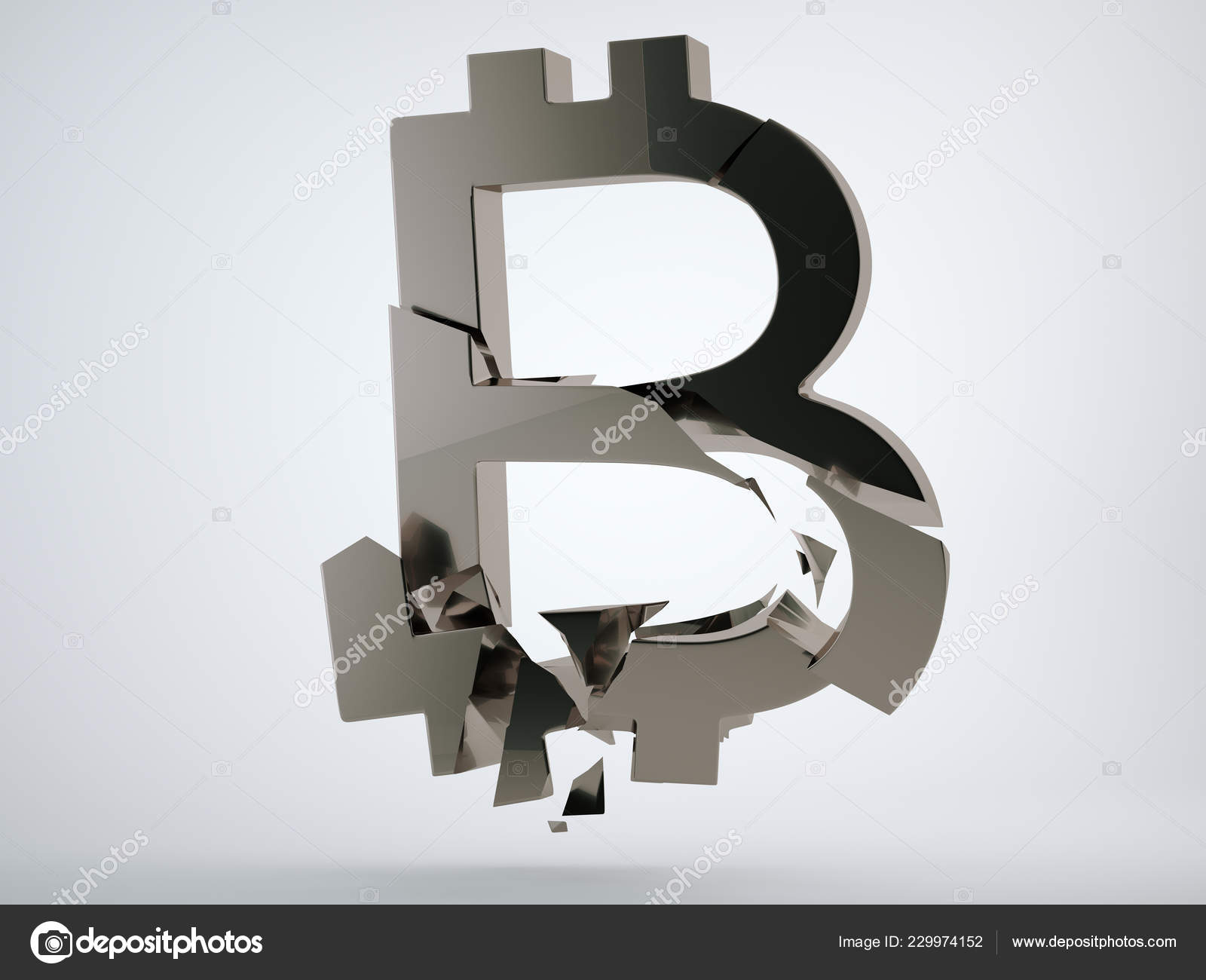 Black Bitcoin Symbol Cracks Grey Background Render Animation — Stock ...