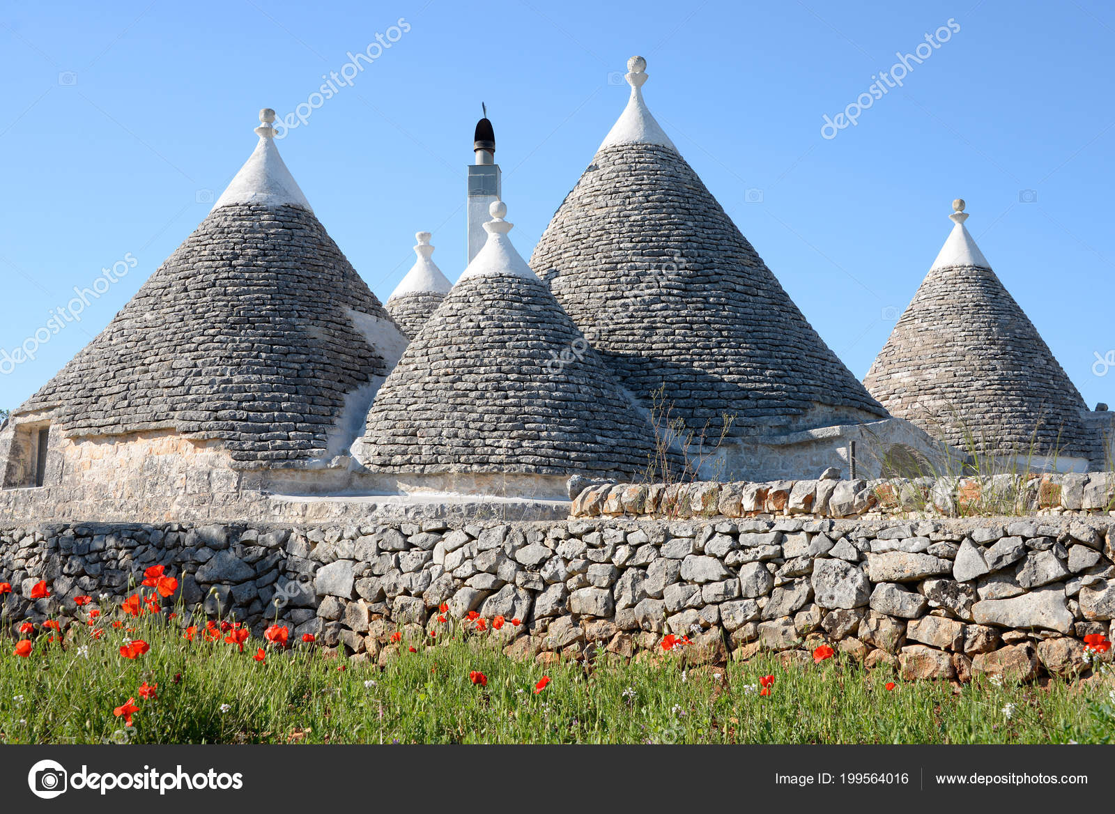 Cone Shaped Roofs Traditional Architecture Stone Trulli Houses Red ...