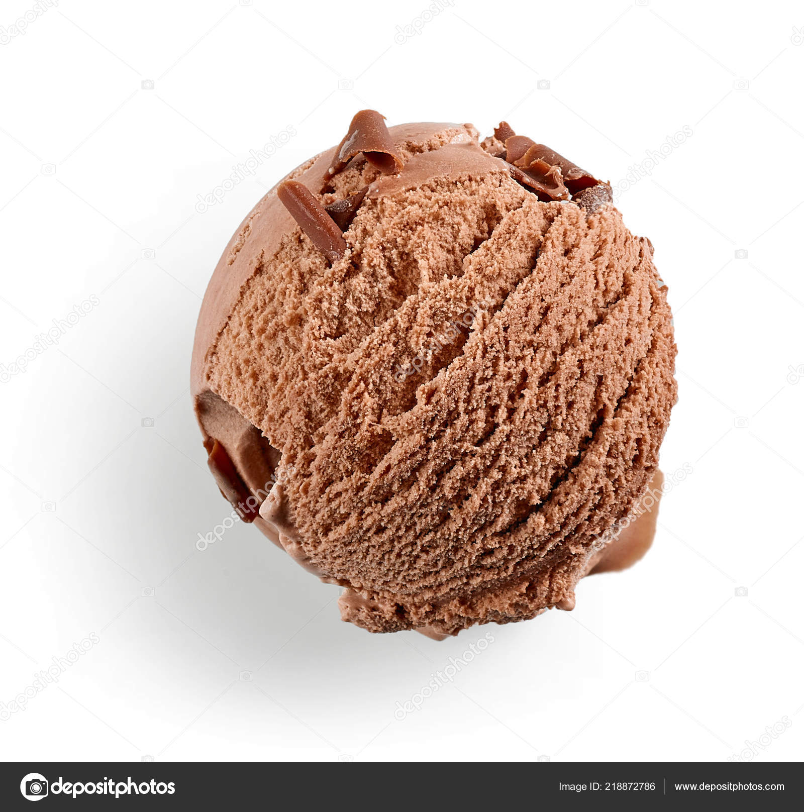 Chocolate Ice Cream Ball Isolated White Background Top View — Stock ... Chocolate Ice Cream Ball Isolated White Background Top View — Stock ...