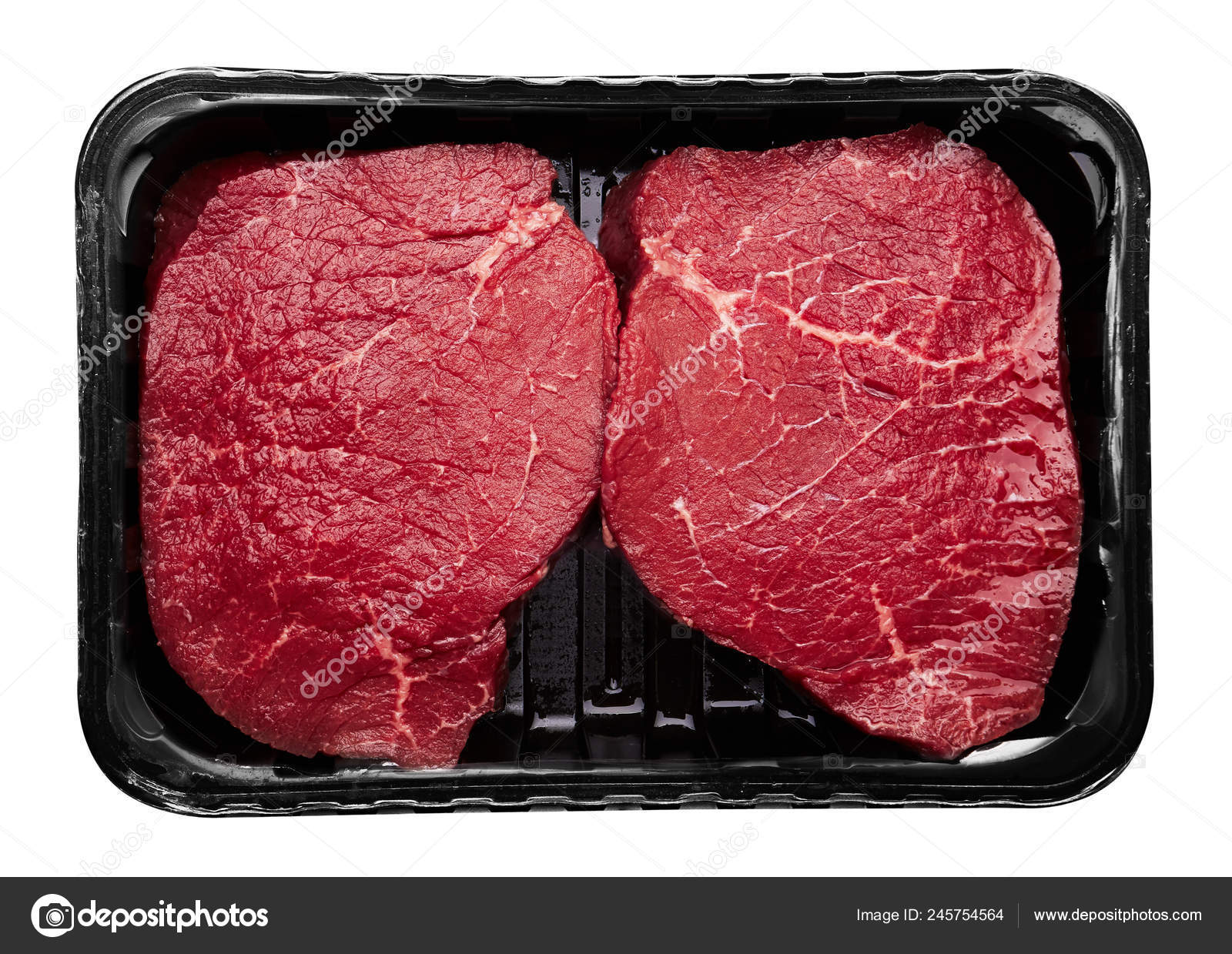 Fresh Raw Meat Package Isolated White Background — Stock Photo ...