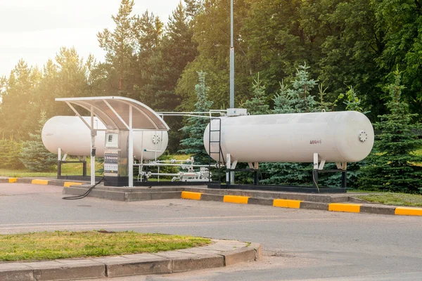 Liquid propane gas station. LPG station for filling liquefied gas into ...