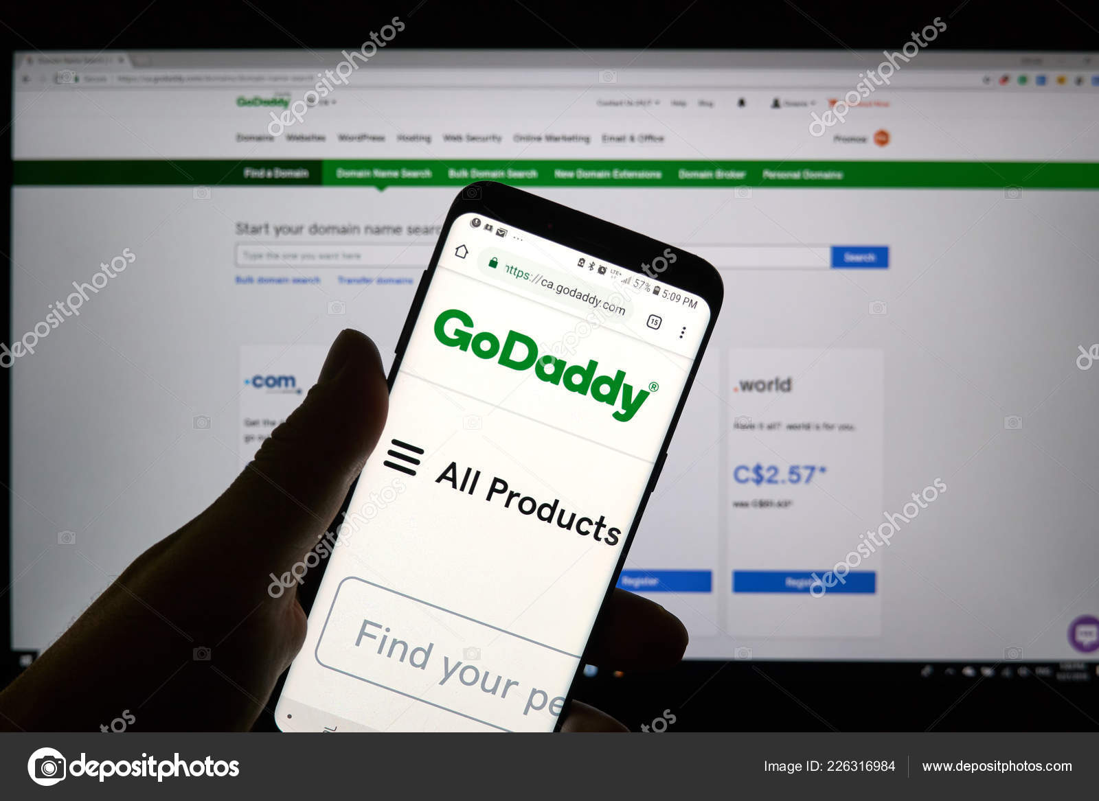 Montreal Canada October 2018 Godaddy Page Logo App Samsung Cell — Stock ...