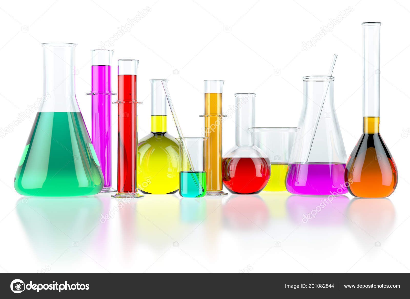 Laboratory Glassware Test Glass Flasks Tubes Solution Isolated White ...