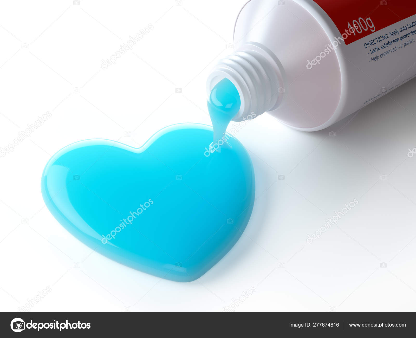Toothpaste in the shape of heart coming out from toothpaste tube ...