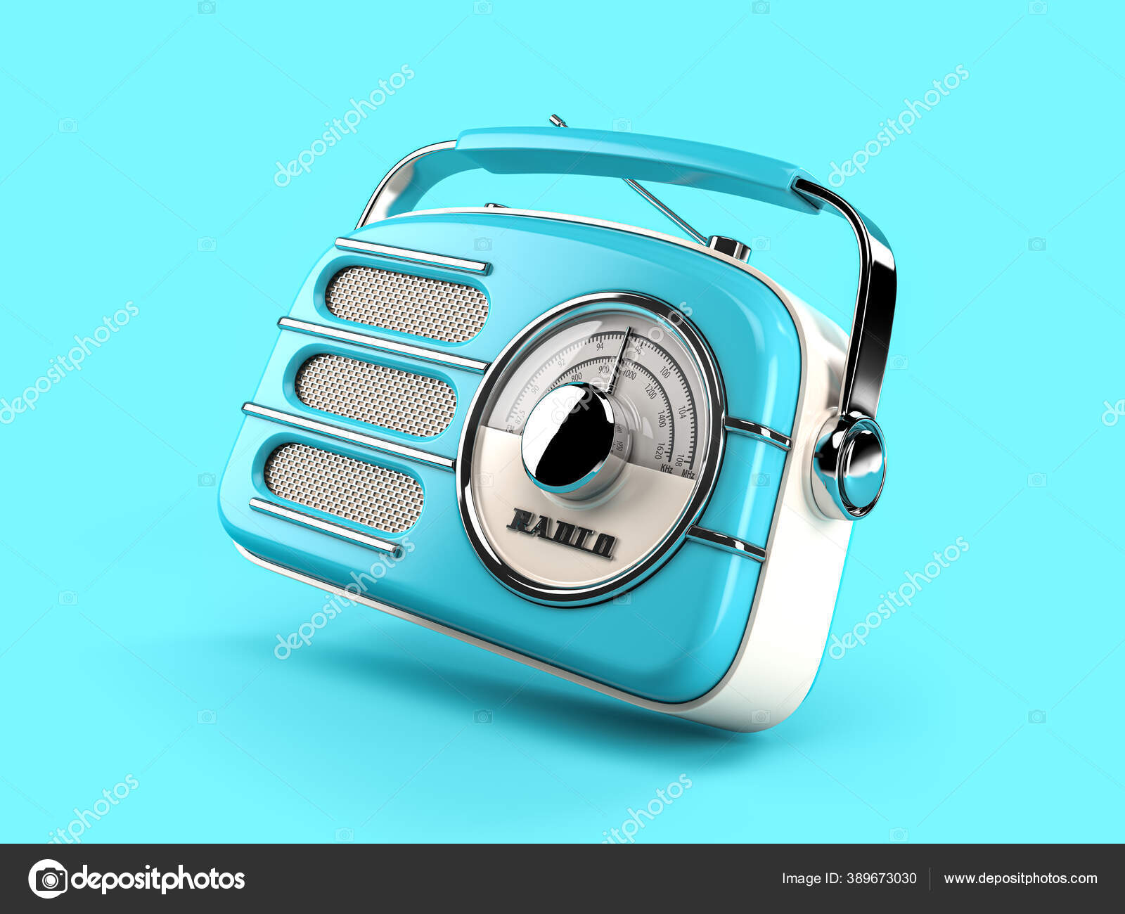 Blue Vintage Radio Blue Background Illustration Stock Photo by ...