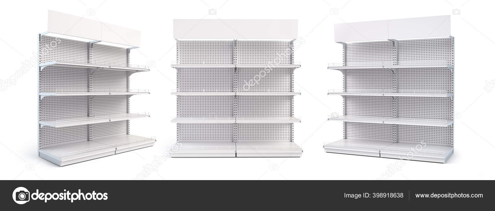 White Empty Supermarket Store Shelf Isolated White Background Retail ...