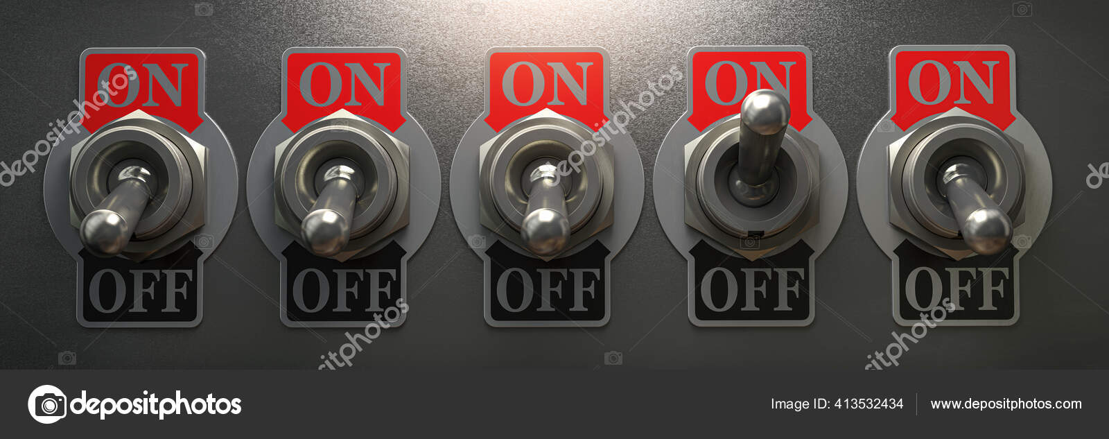 Row Retro Toggle Switch Position One Position Metal Background ...