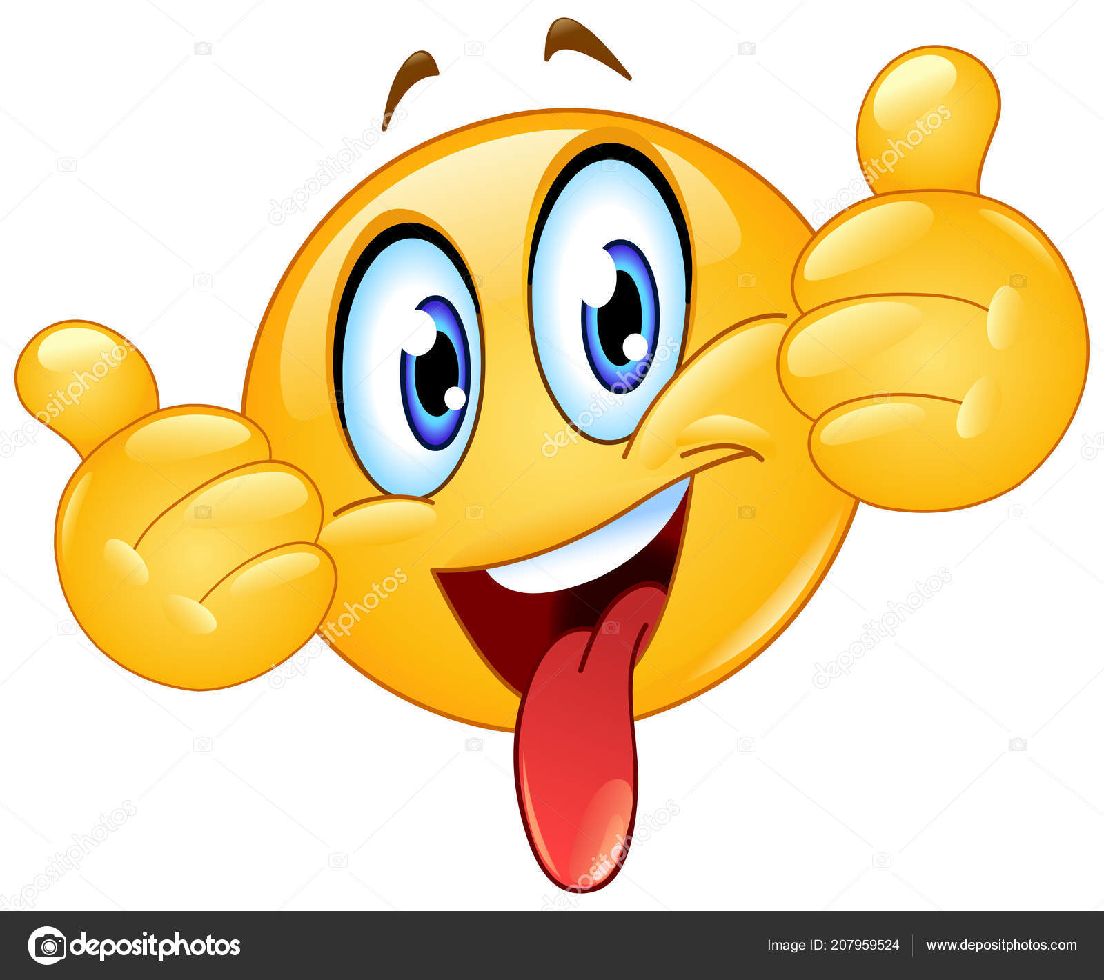 Emoticon Mostrando Pulgares Sacando Una Lengua Vector de stock por ...