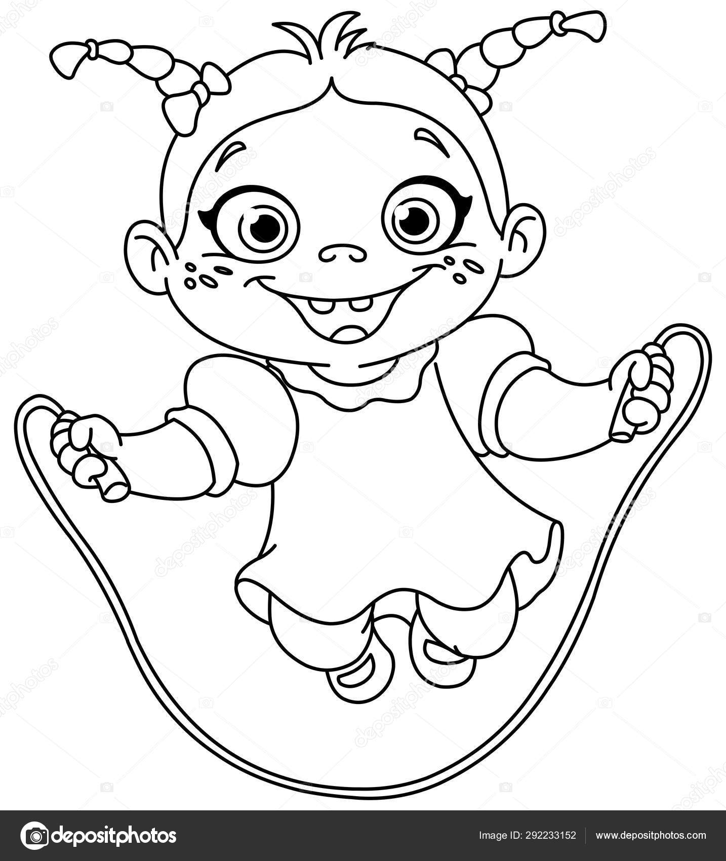 Outlined girl with skipping rope Stock Vector Image by ©yayayoyo #292233152