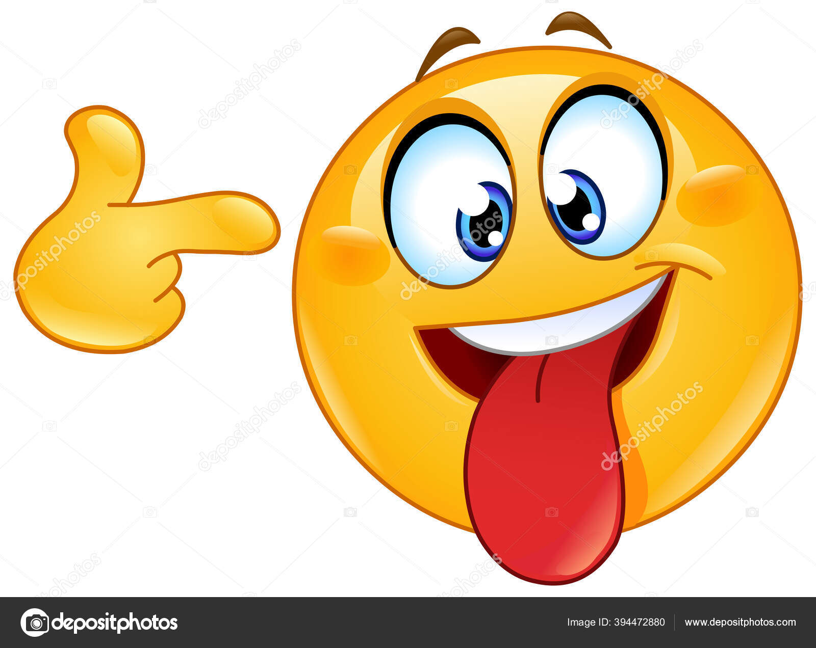 Сумасшедший Смайлик Языком Указывающим Голову векторное изображение ...