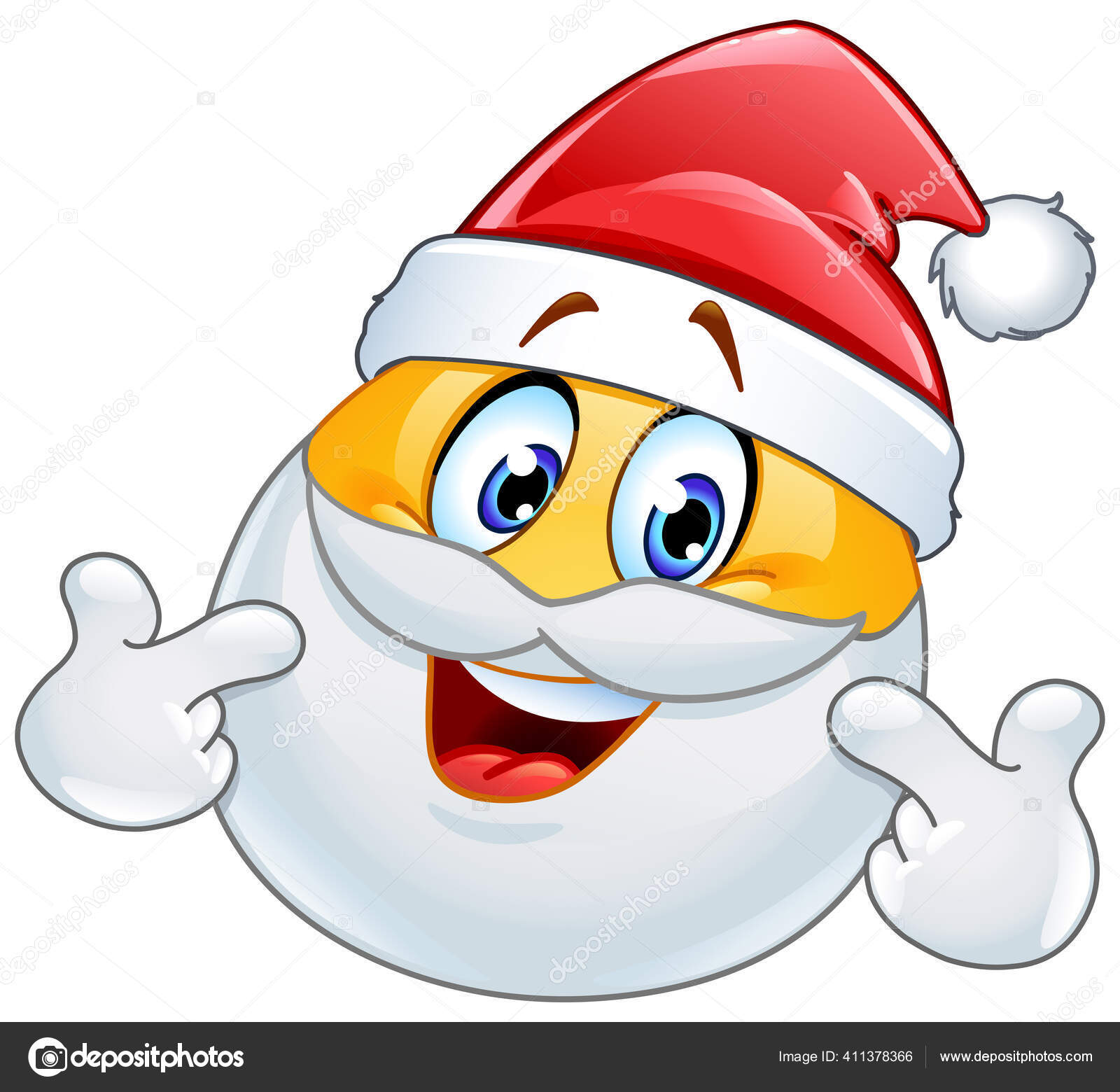 Moș Crăciun Emoticon Emoji Arătând Spre Însuși Ambele Mâini Alege ...