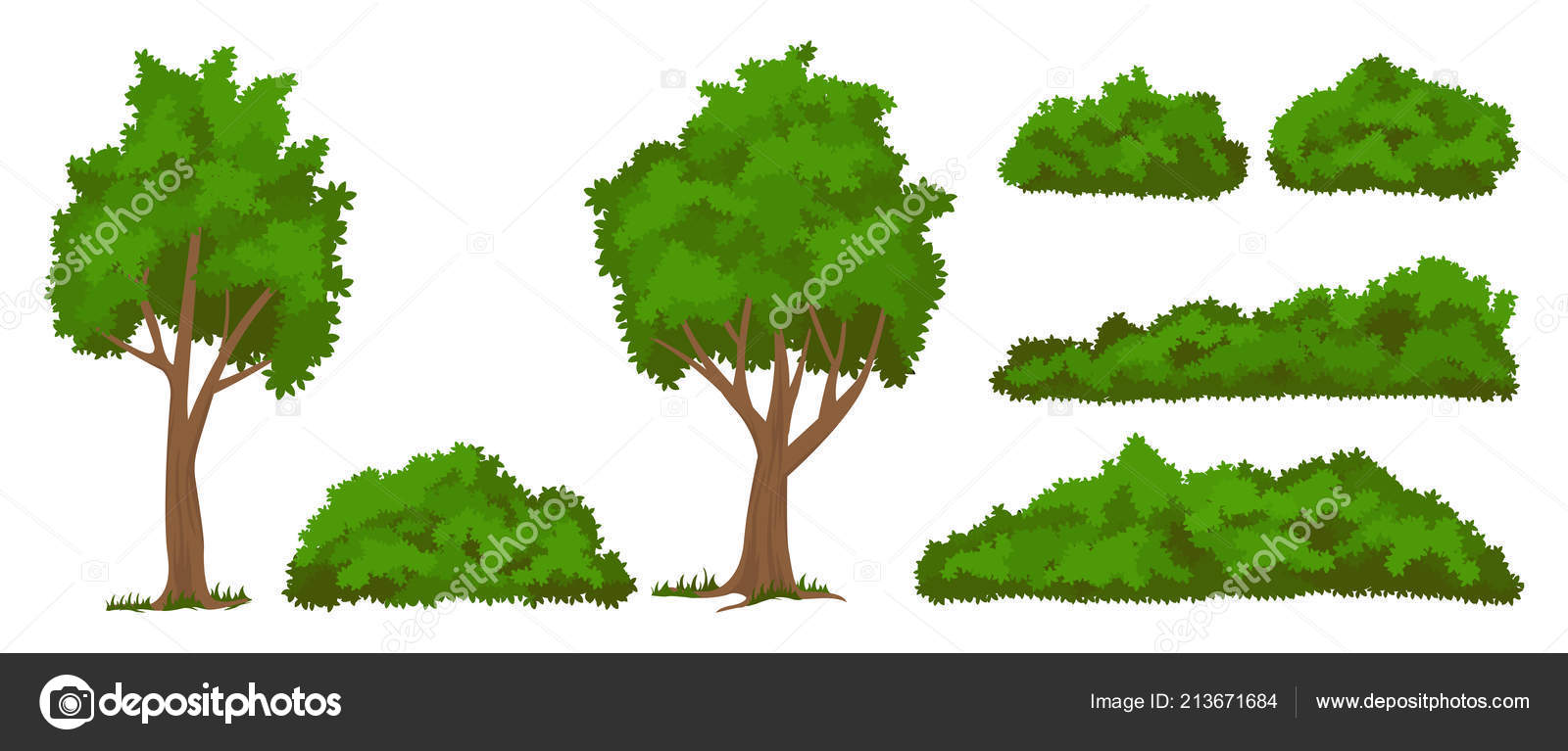 Pohon vektor dan semak-semak ditata Vektor Stok oleh ©Zybr78 213671684