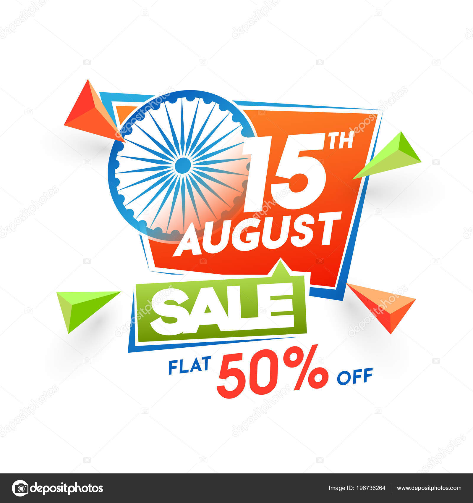 15Th August Sale Poster Banner Design Ashoka Wheel Offers White Stock ...