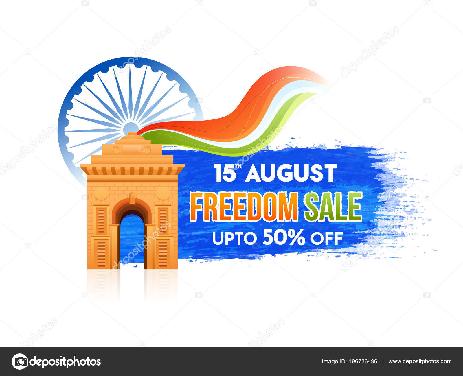 15Th August Freedom Sale Banner Design Offers India Gate Ashoka Stock ...