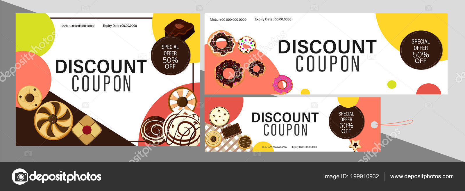 Discount Coupon Set Snacks Cookies Doughnuts Bakeries Pastries Stores ...