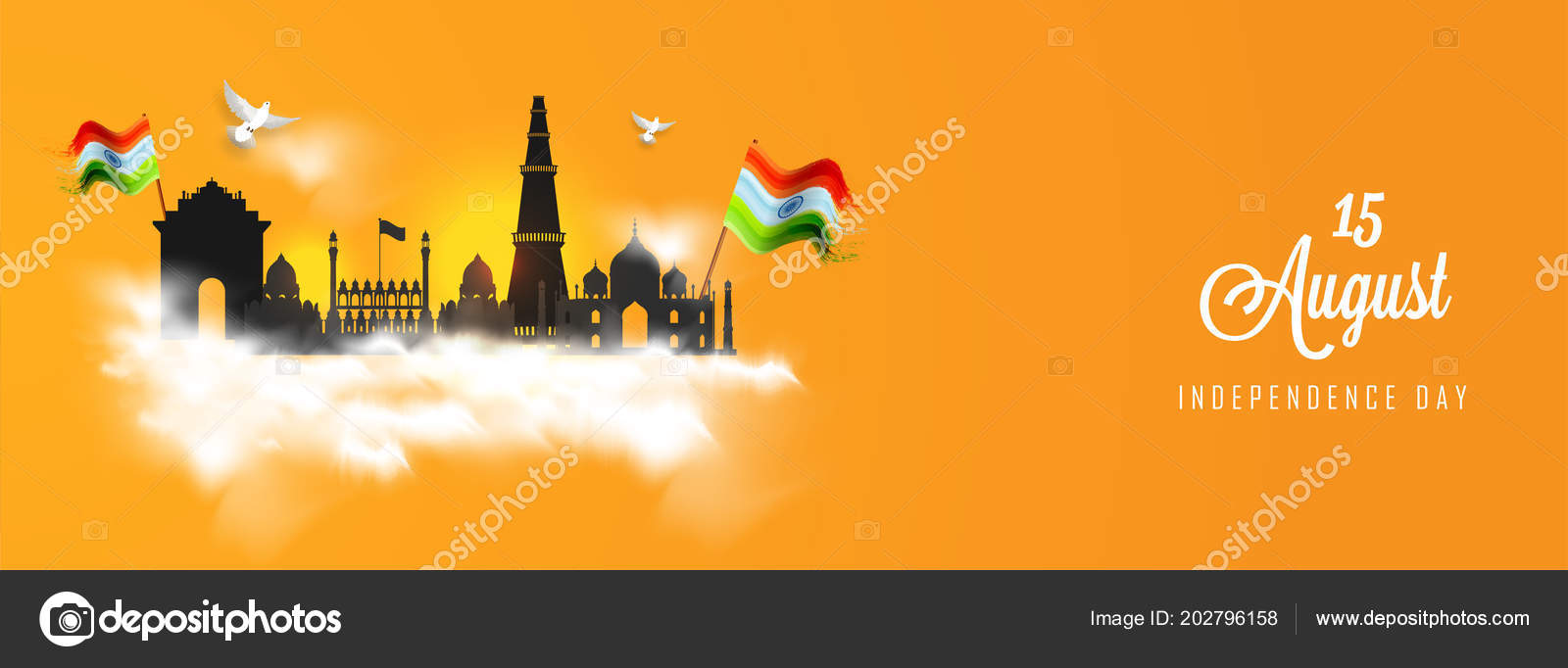 Header Banner Design Independence Day Celebration Illustration Famous ...