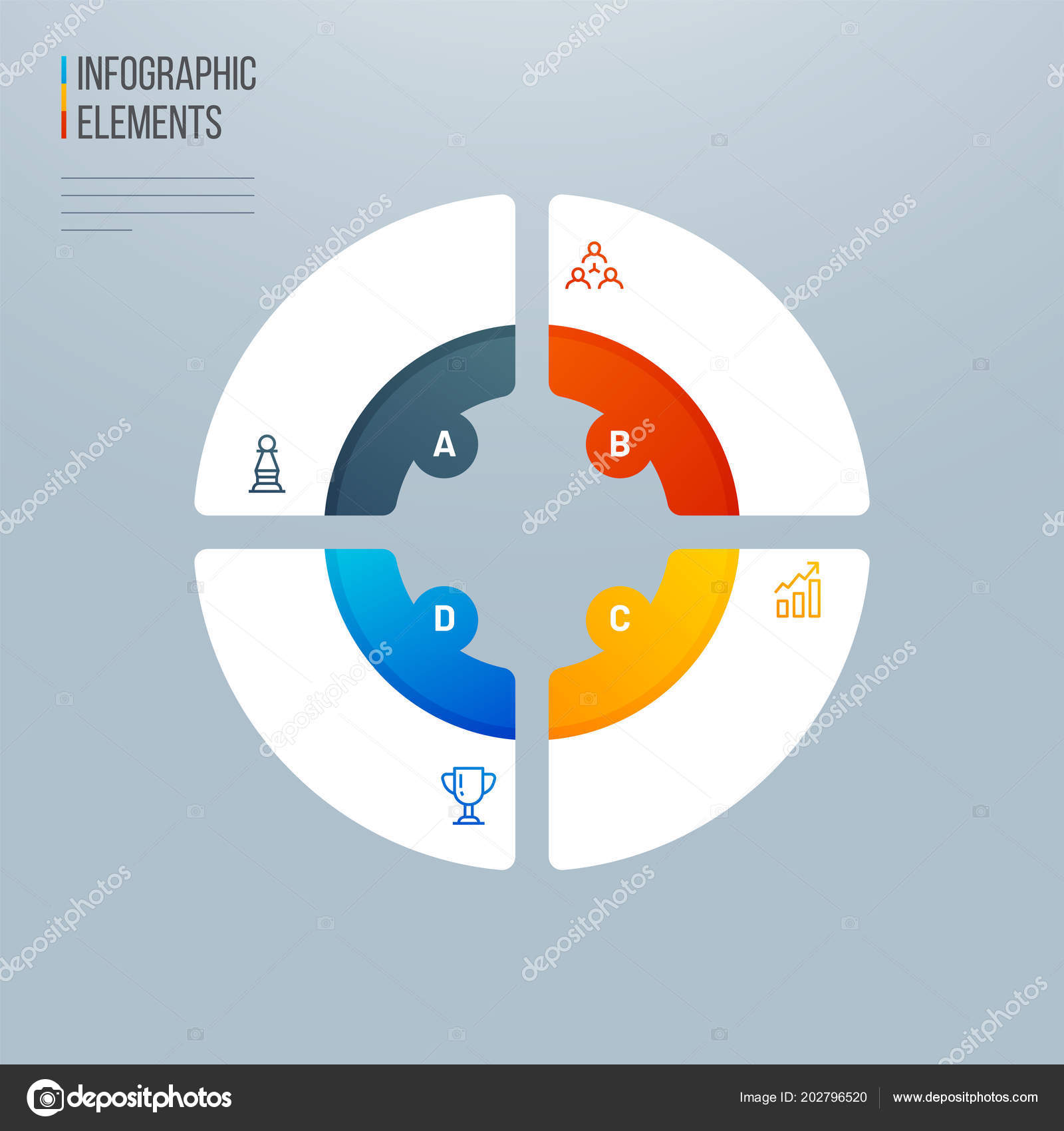 Different Levels Colorful Pie Chart Infographic Elements Business ...