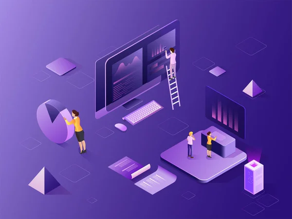Illustration Magnifying Glass Bar Graph Business Analytics Analysis Data Company Stock Vector ...