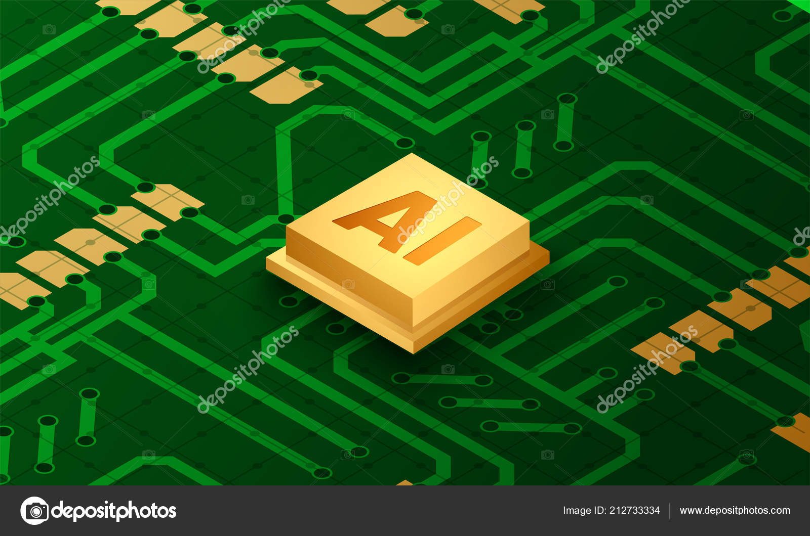 Artificial Intelligence Chip Inserted Computer Circuit Board Machine Learning Concept Stock ...