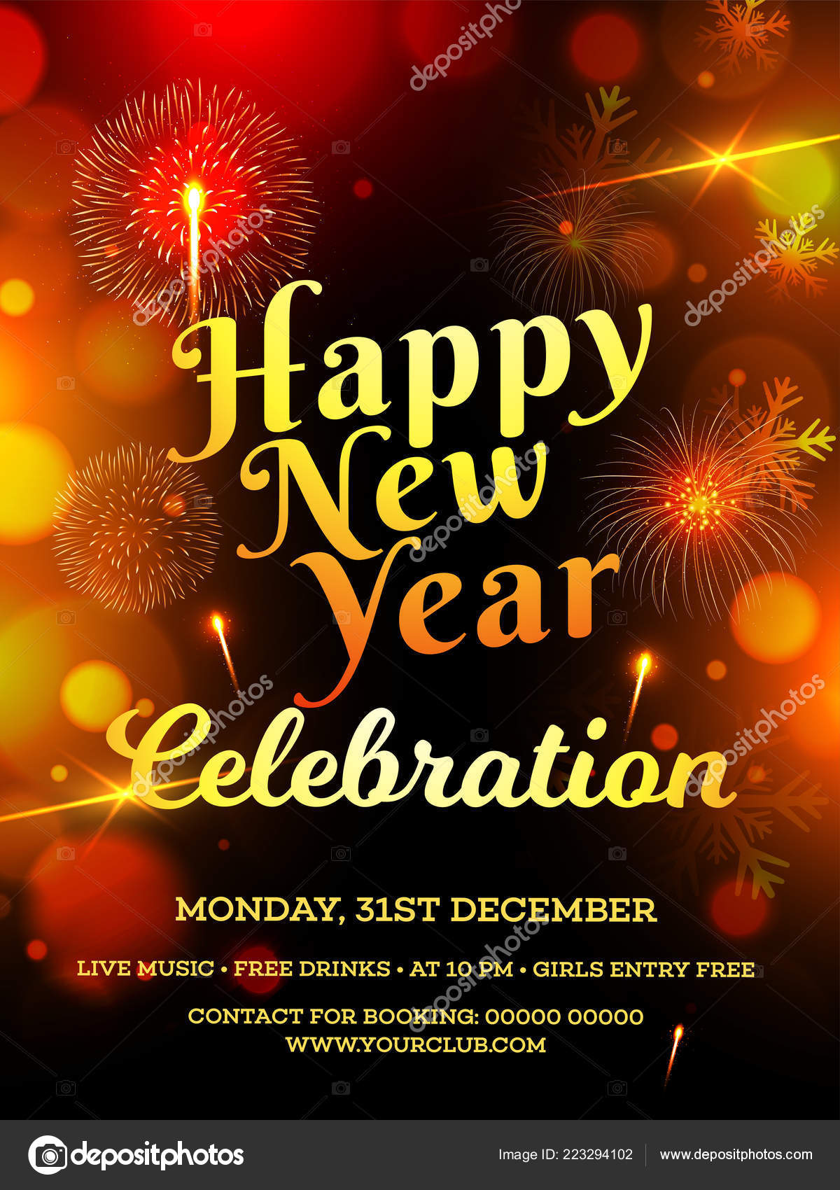 Party Celebration Template Flyer Design Time Date Venue Details Blurred ...