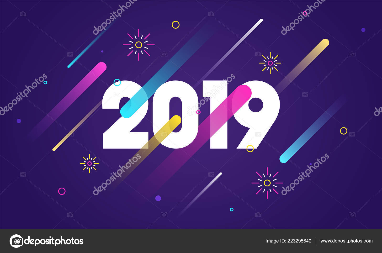 2019 Text Purple Abstract Background New Year Celebration Can Used ...
