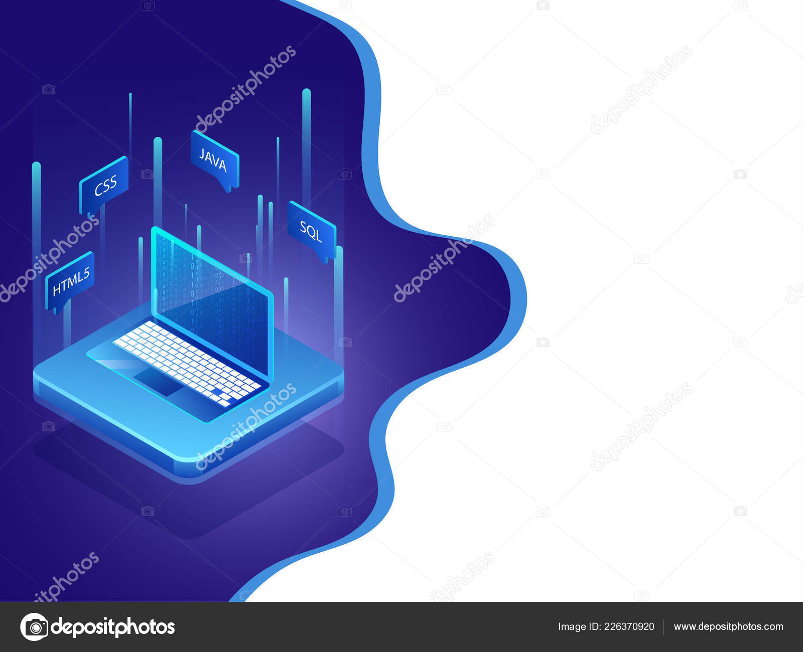 Illustration Laptop Different Coding Languages Signs Shiny Abstract ...