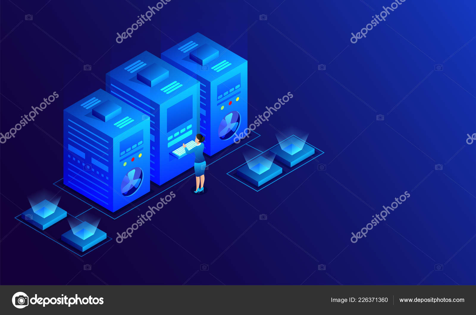 Lady Data Analytic Analysis Data Three Big Server Connected Local Stock ...