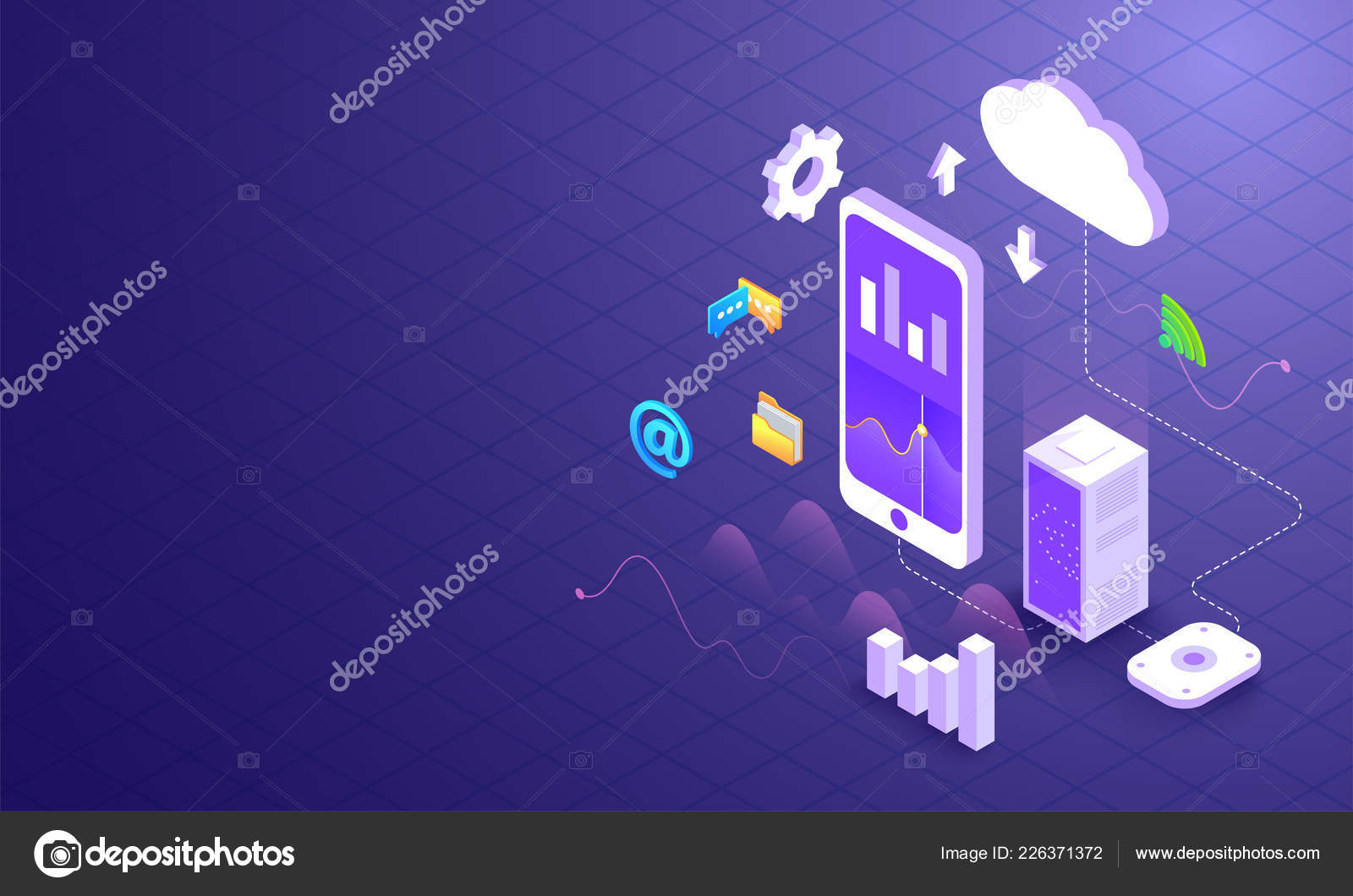 Data Management Concept Illustration Cloud Server Connected Local ...