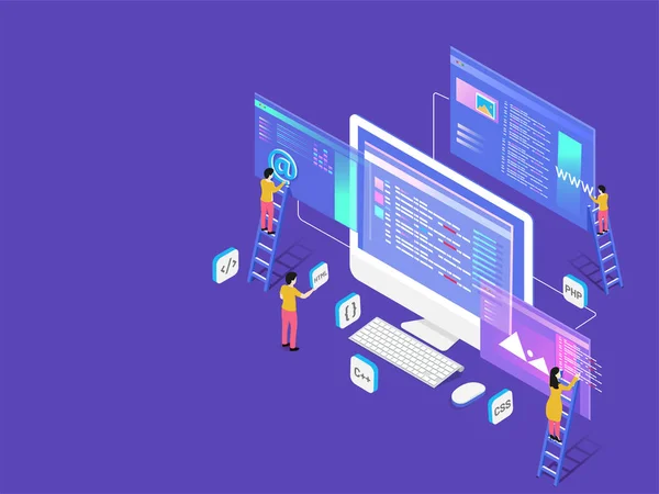 3D illustration of miniature business people or analyst, analysi Stock ...