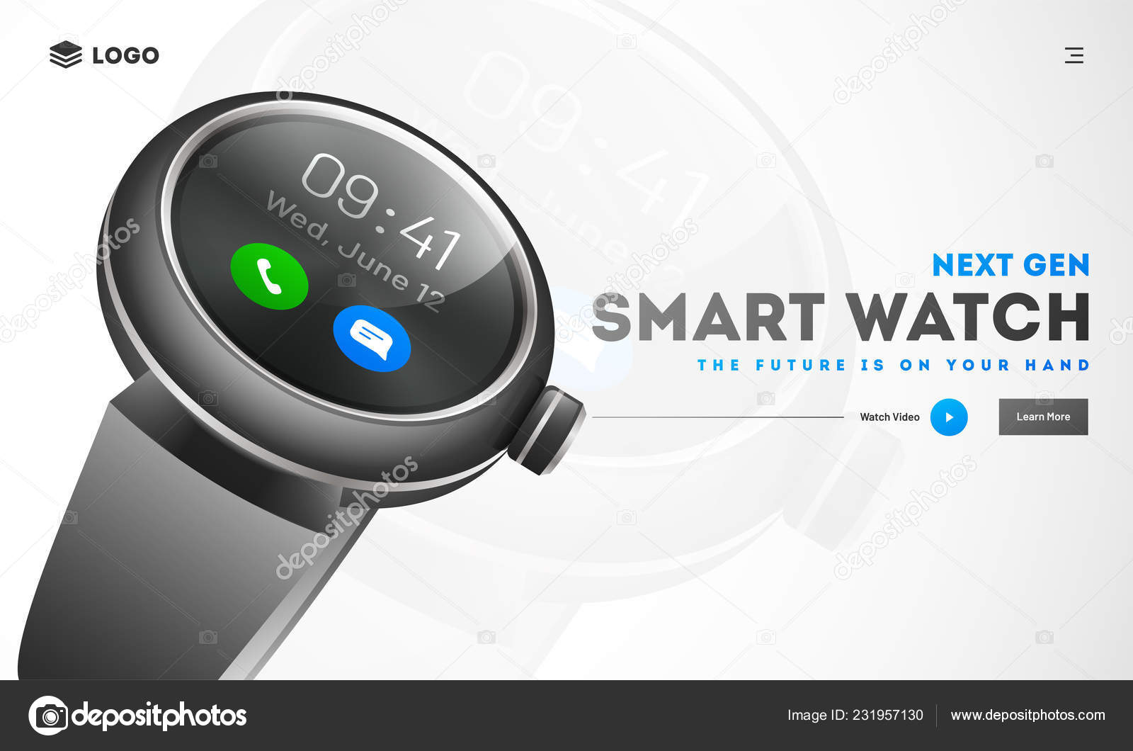 Smart Watch Hero Shot Landing Page Design Stock Vector Image by ...