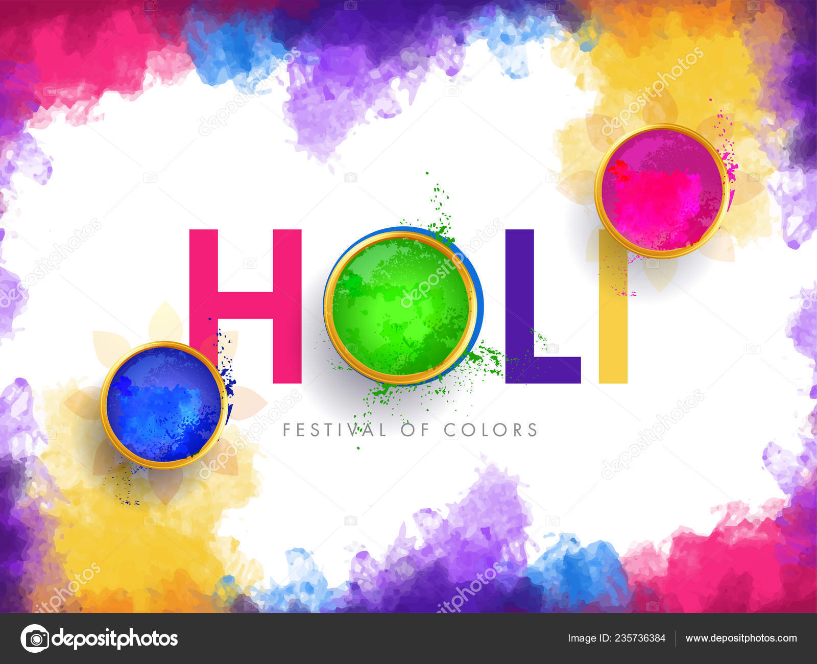 Creative Poster Banner Design Colorful Text Holi Color Splash ...