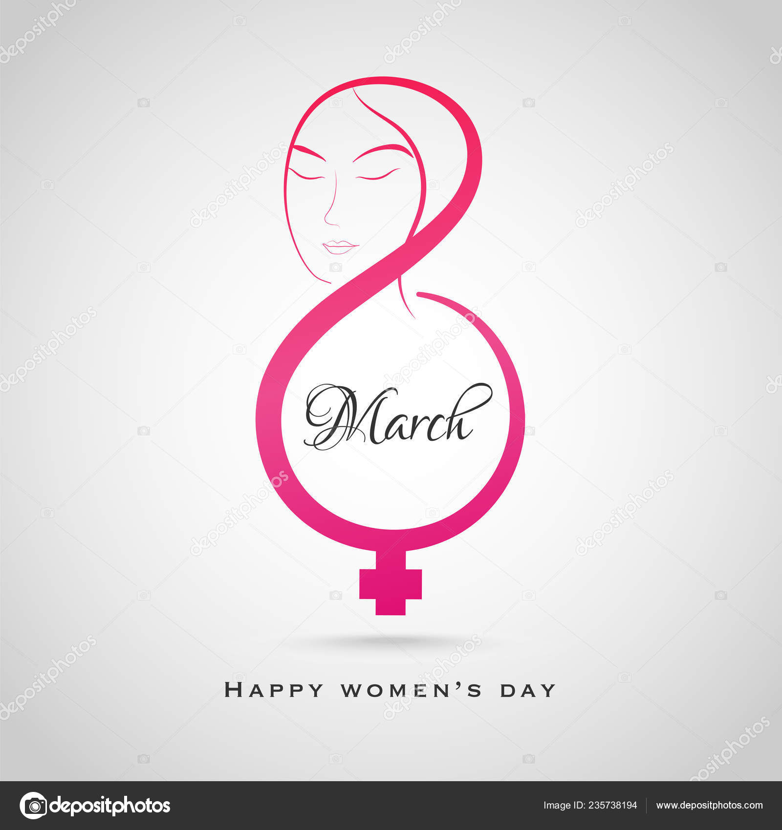 Stylish Text Female Sign Symbol White Background Women's Day ...