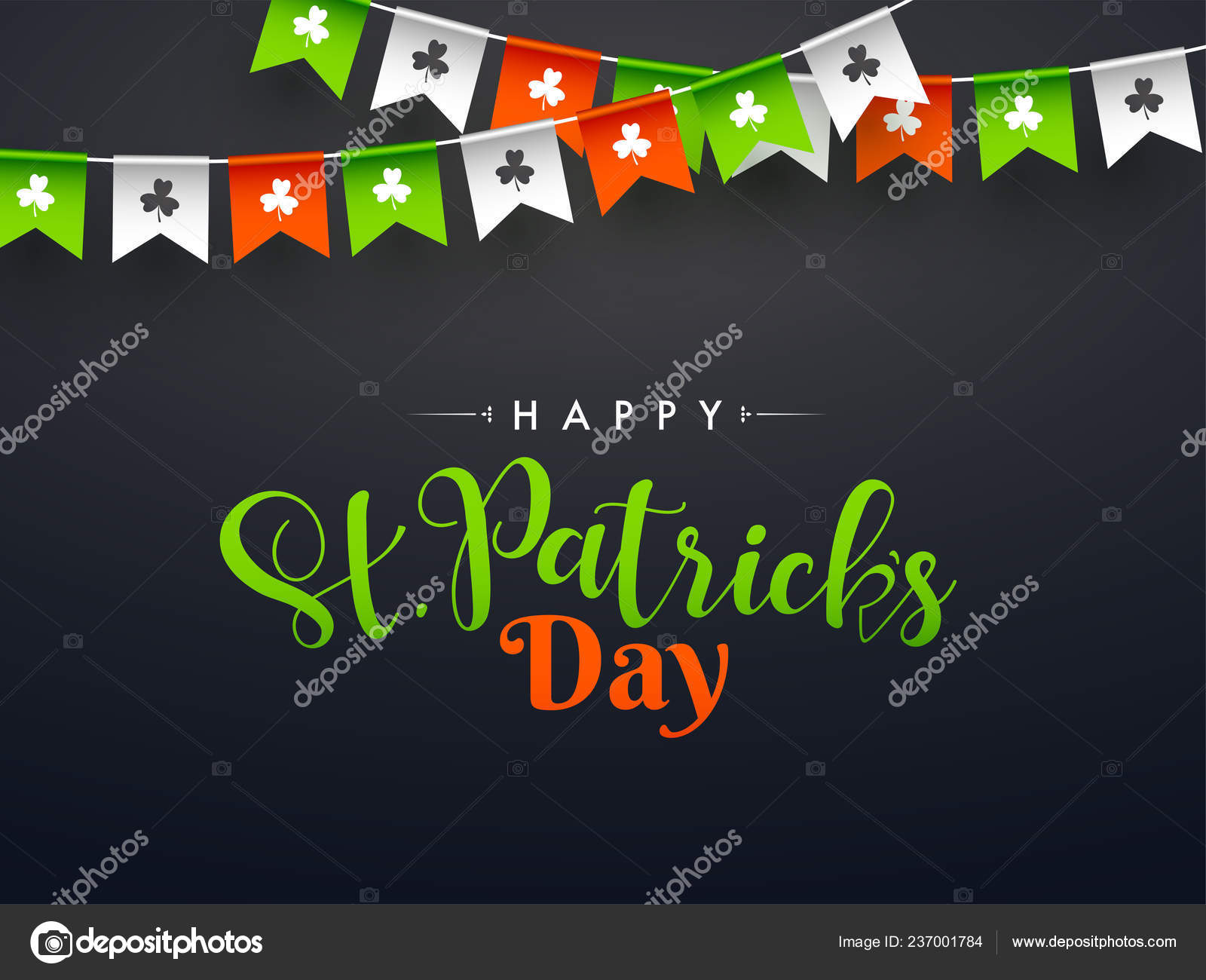 Stylish Calligraphy Happy Patrick's Day Black Background Decorated ...