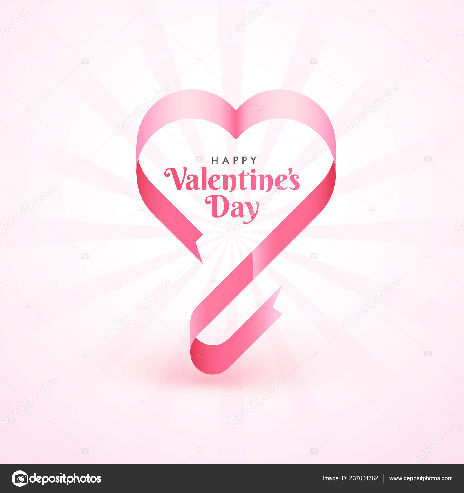 Pink Ribbon Arranged Heart Shape Stylish Lettering Valentine's Day Ray ...