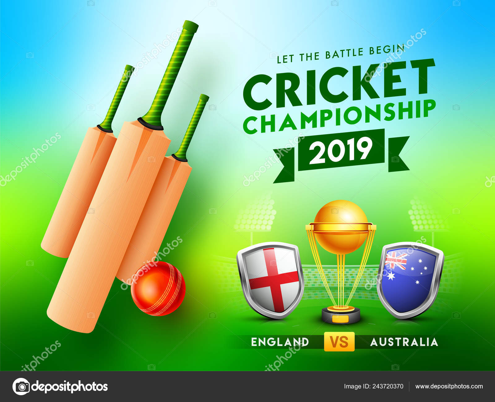 Cricket Championship Poster Banner Design Bats Ball Champion Trophy ...