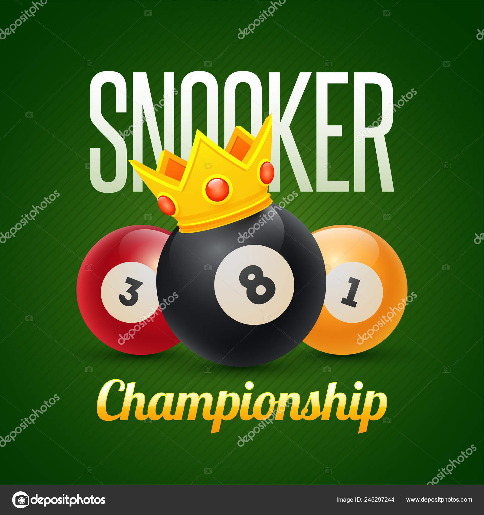 Snooker Championship Banner Poster Design Realistic Bingo Balls Green ...