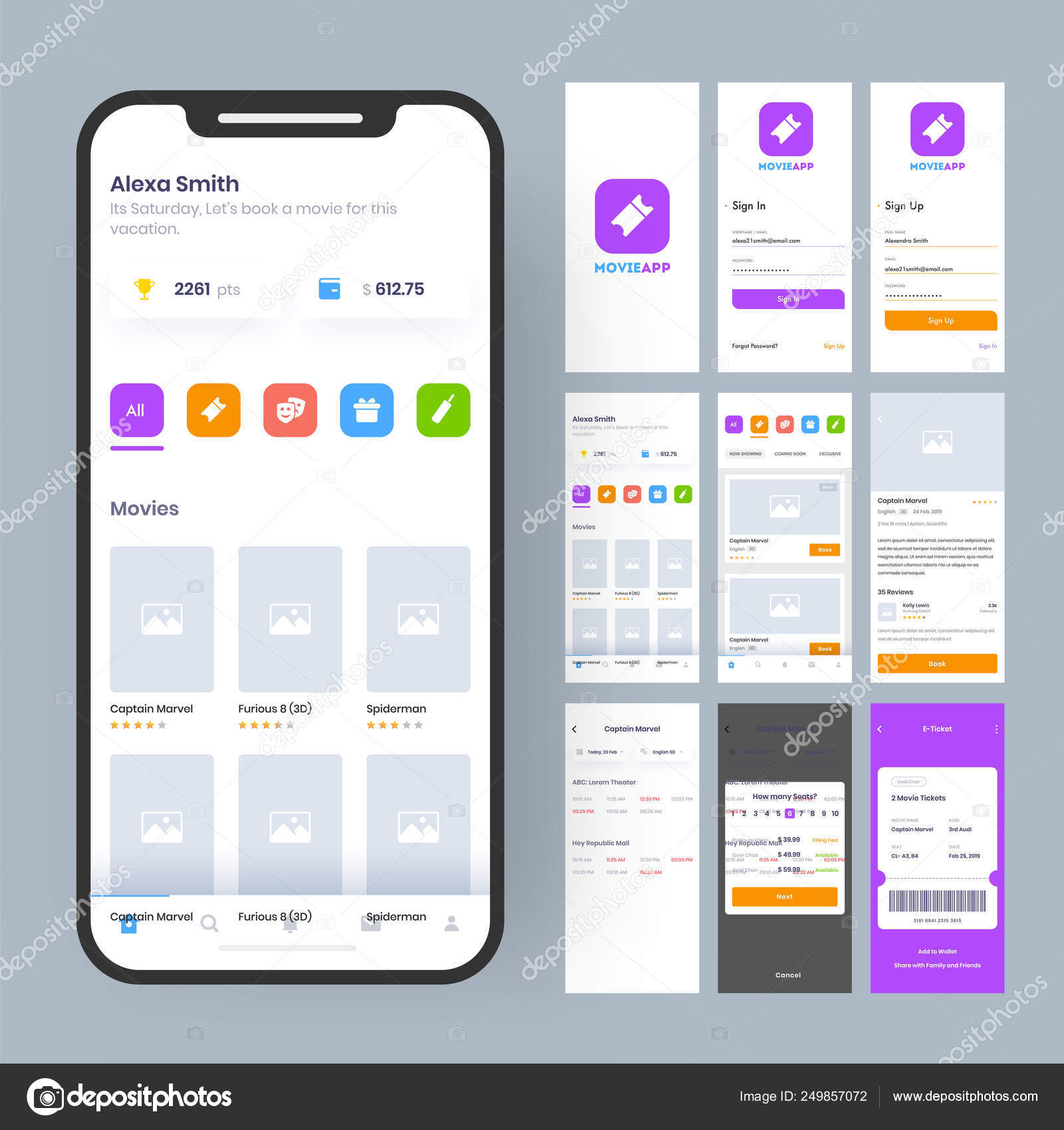 Online Movie App UI Kit for responsive mobile app or website wit Stock ... Online Movie App UI Kit for responsive mobile app or website wit Stock ...