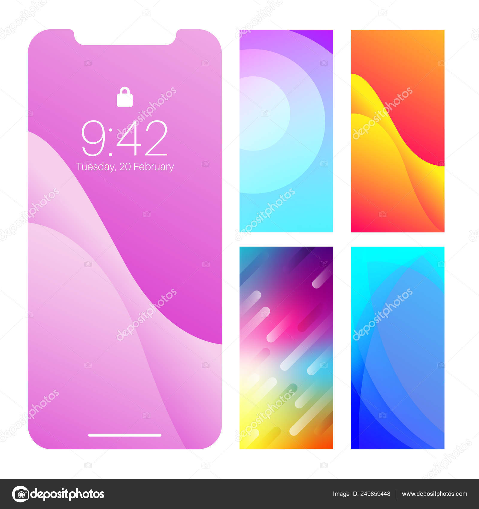 Smartphone screen lock display and abstract colorful wallpaper c Stock ...