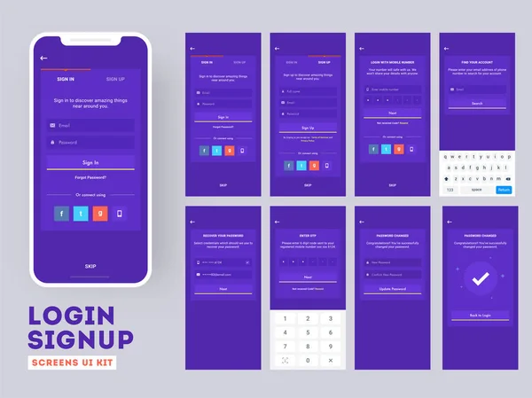 Mobile App Ui Kit With Different Gui Layout Including Log In Si Stock Vector By ©alliesinteract